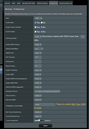 General 5g wifi settings on AX wrt | SNBForums