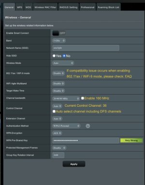 General 5g wifi settings on AX wrt | SNBForums