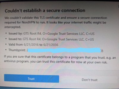 NordVPN--Couldn't establish a secure connection... internet traffic ...